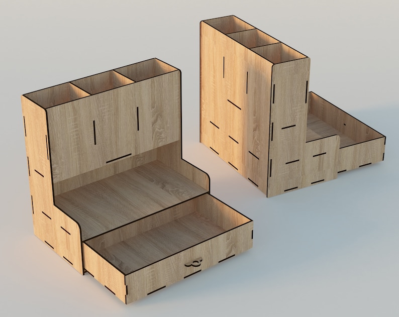 Desktop Organizer With Drawers for Laser Cut Files,desk Organizer SVG ...