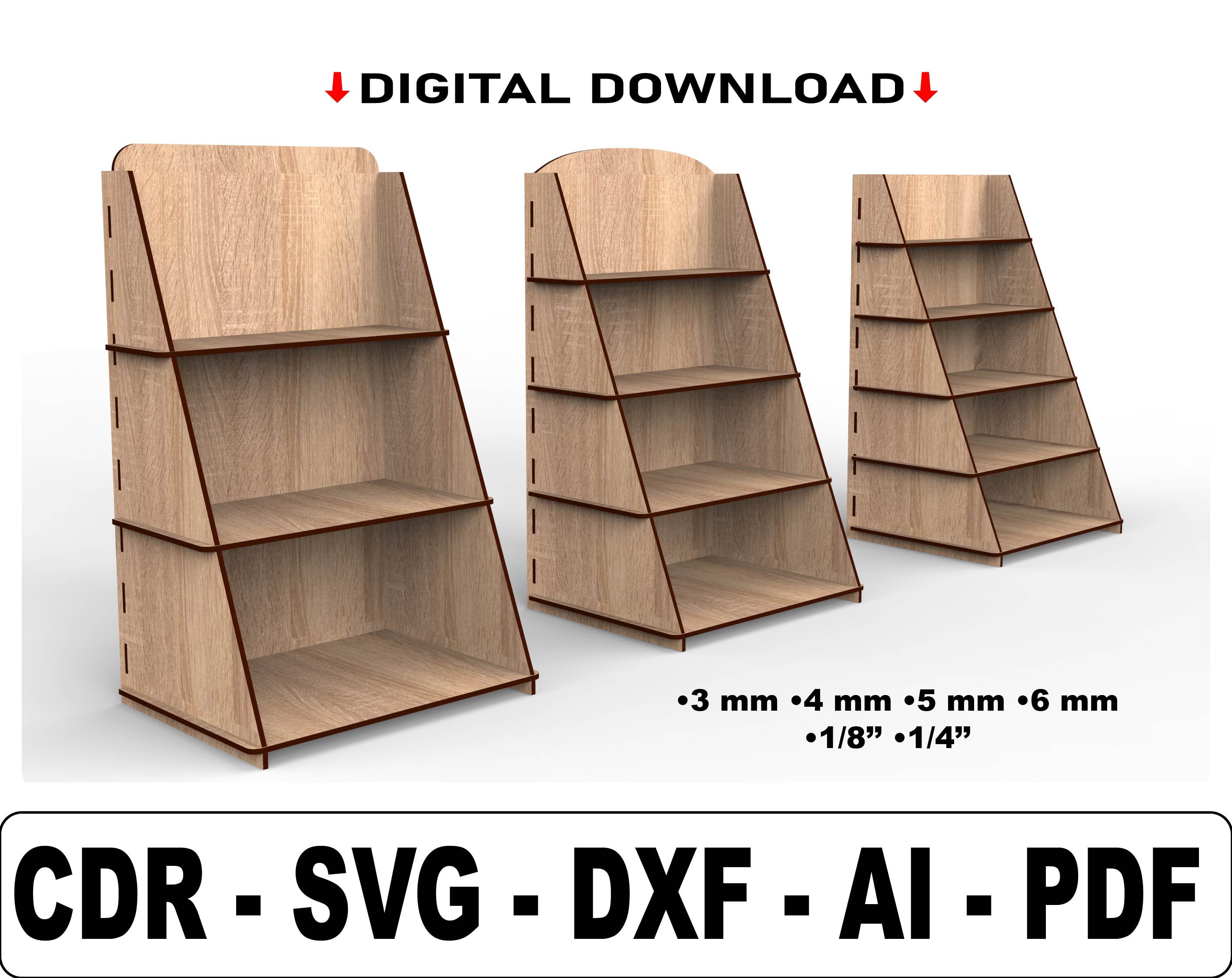 Laser Cut Display Stand Svg Files 3/4/5 Shelves Display - Etsy UK