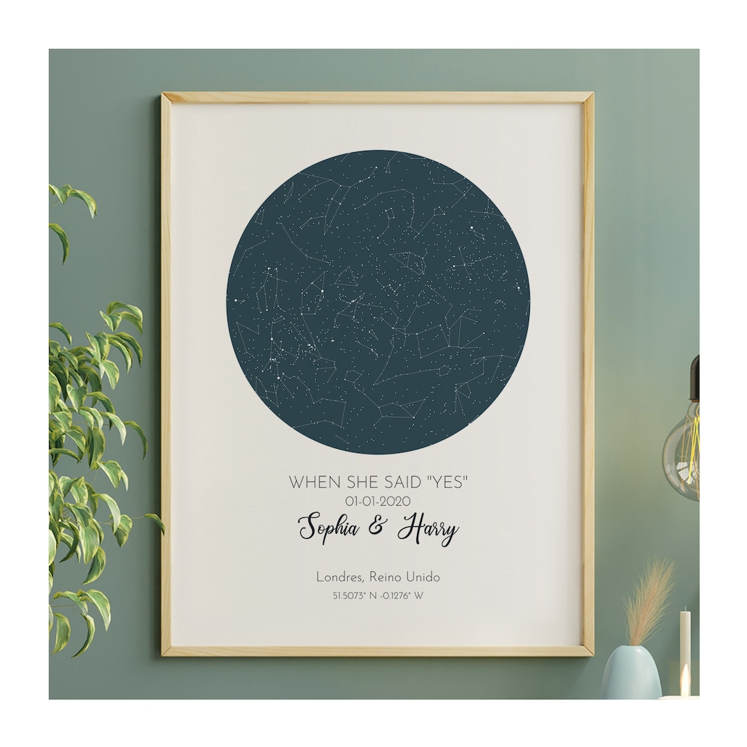 Mapa estelar personalizado, mapa estelar digital, regalo personalizado ...