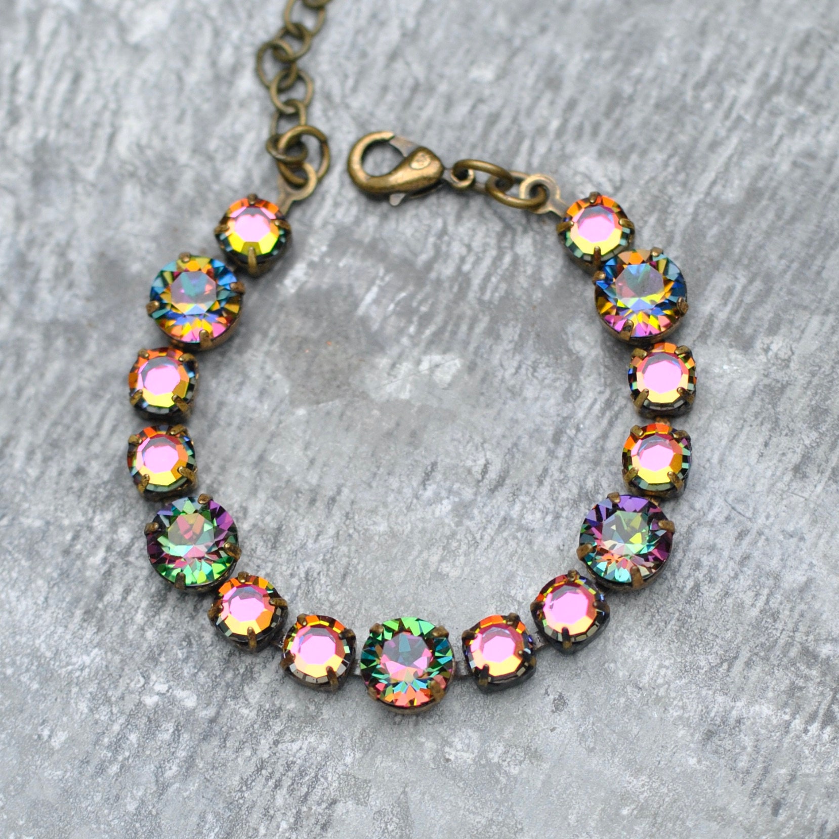 Dark Rainbow Jewel Tone Rainbow Bracelet Made With - Etsy