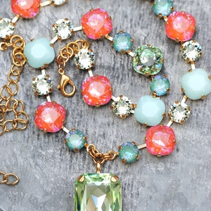 Celery,Orange Mint Kette,Kristall Kette,Collet Kette,Anna Wintour ...