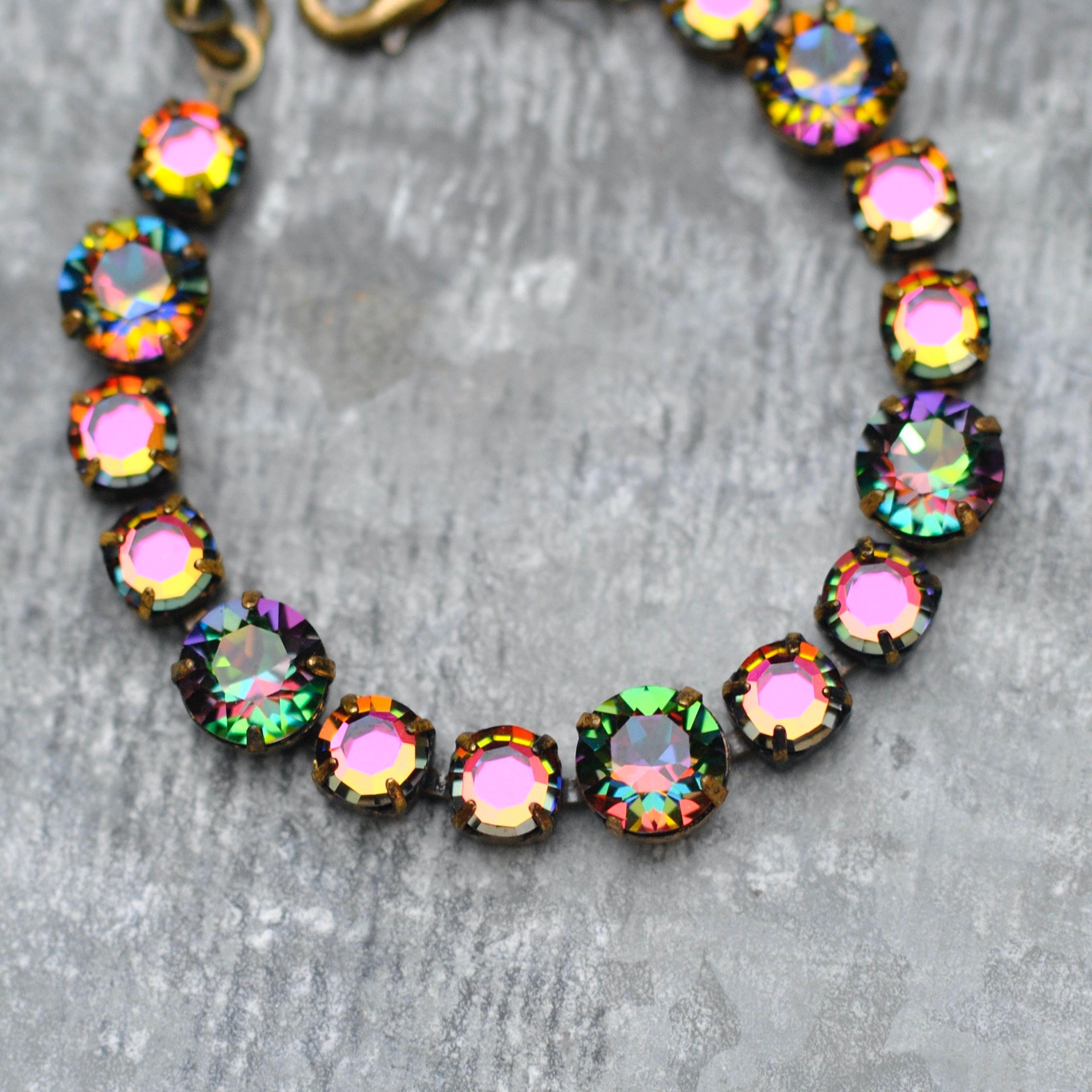 Dark Rainbow Jewel Tone Rainbow Bracelet Made With - Etsy