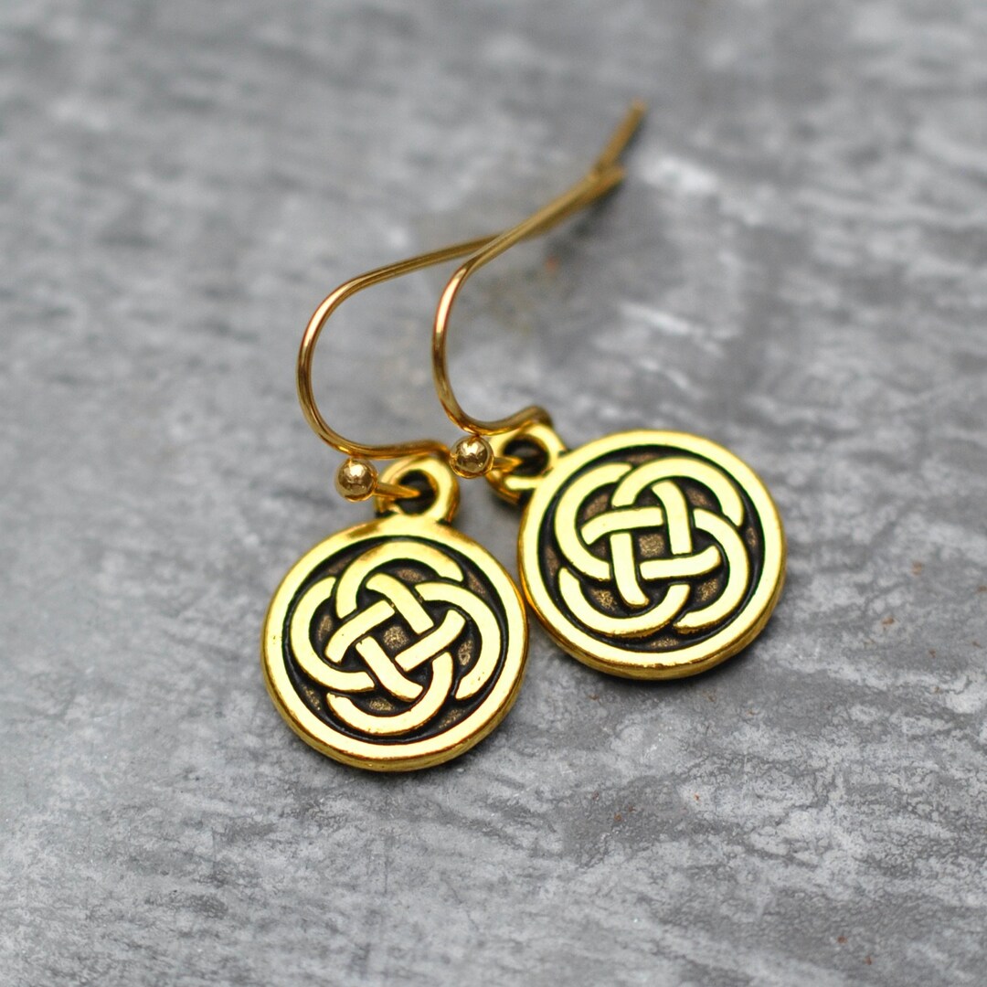Gold Celtic Knot Earrings, 14K Gold Fill Earrings, Dara Knot, Celtic ...