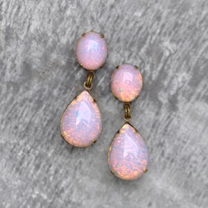 Opal, Pink Opal Earrings, Fire Opal, Vintage Glass Earrings, Duchess ...