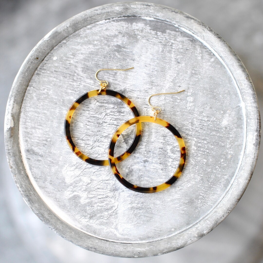 Classic Dark Gold Tortoise Hoop Earrings, Tortoise Shell Earring, Tortoise Shell Hoop Earrings ...