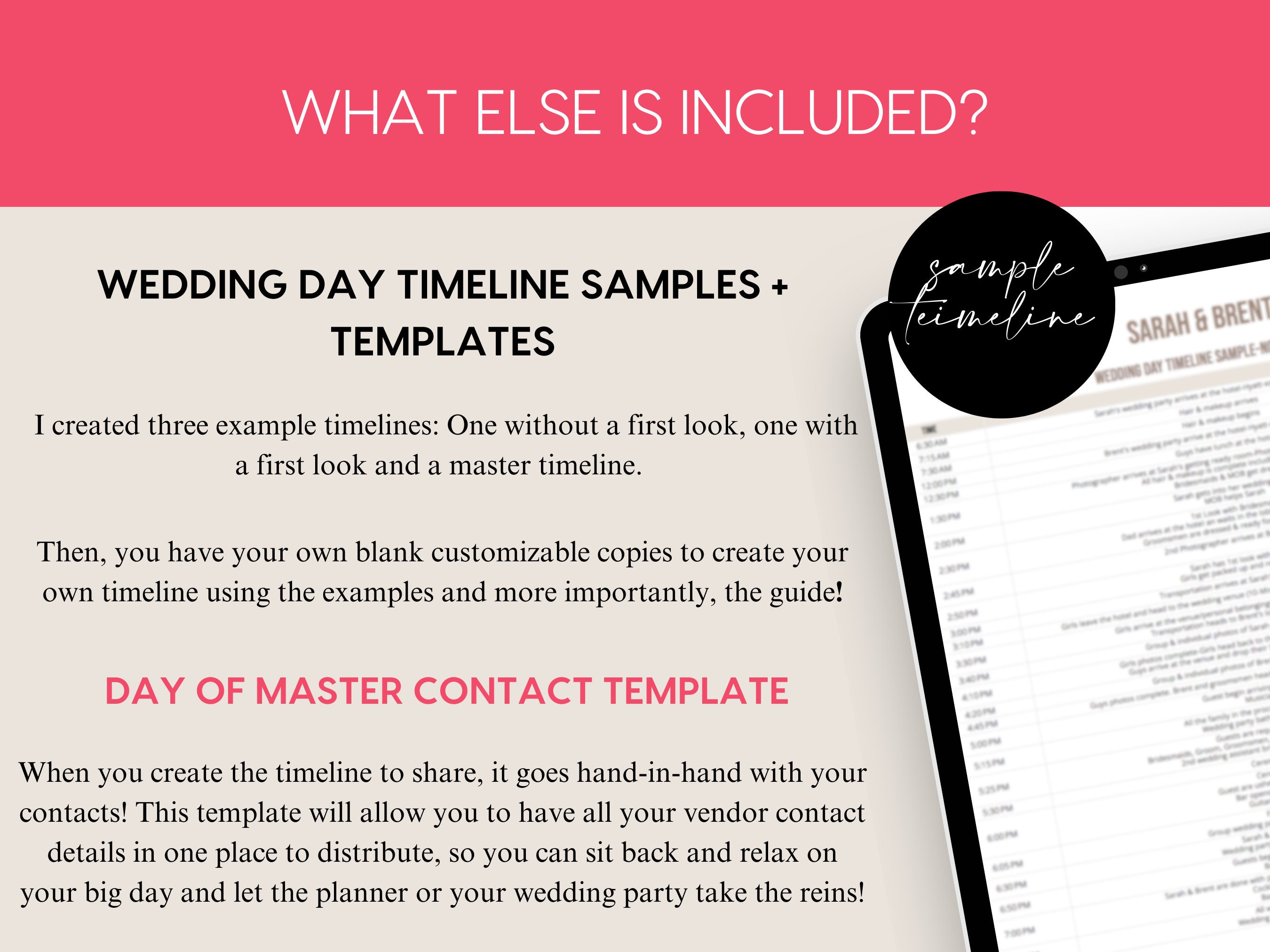 Wedding Timeline Template & Guide, Wedding Party Timeline, Master ...