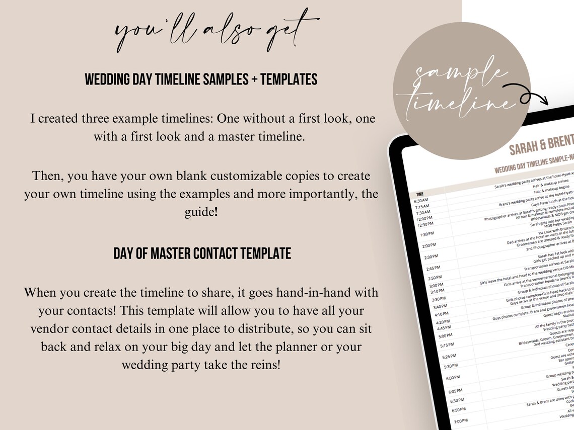 Wedding Timeline Template & Guide Wedding Party Timeline - Etsy