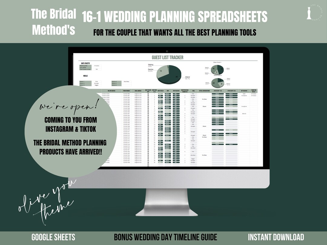 Wedding Planning Spreadsheets, Wedding Budget, Wedding Timeline ...