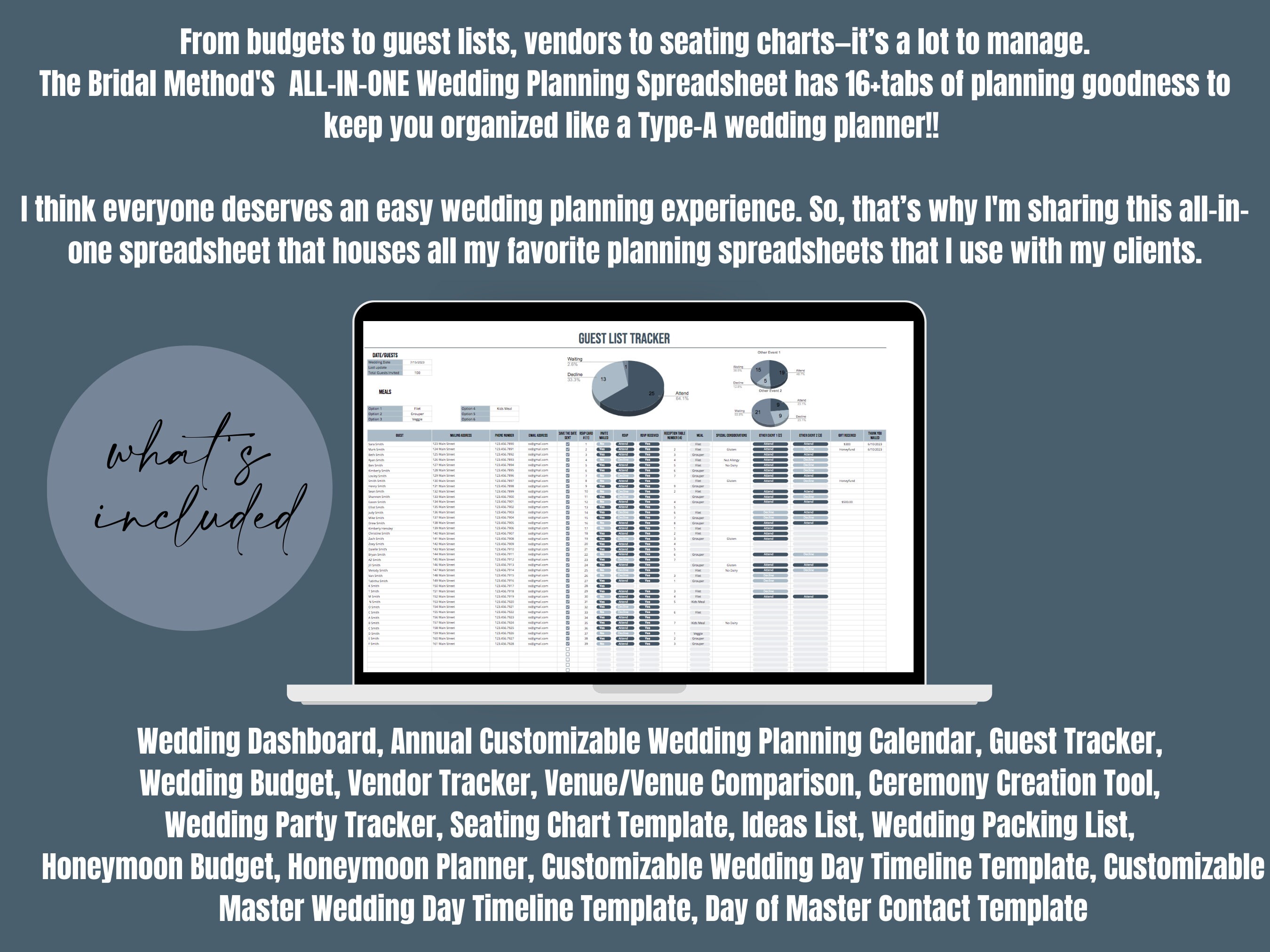 Wedding Planning Spreadsheets, Wedding Calendar, Digital Wedding ...