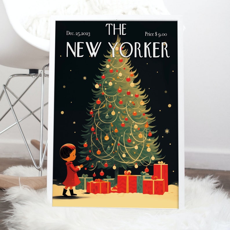 Christmas Magazine Cover Print, the New Yorker Poster, Retro Printable ...