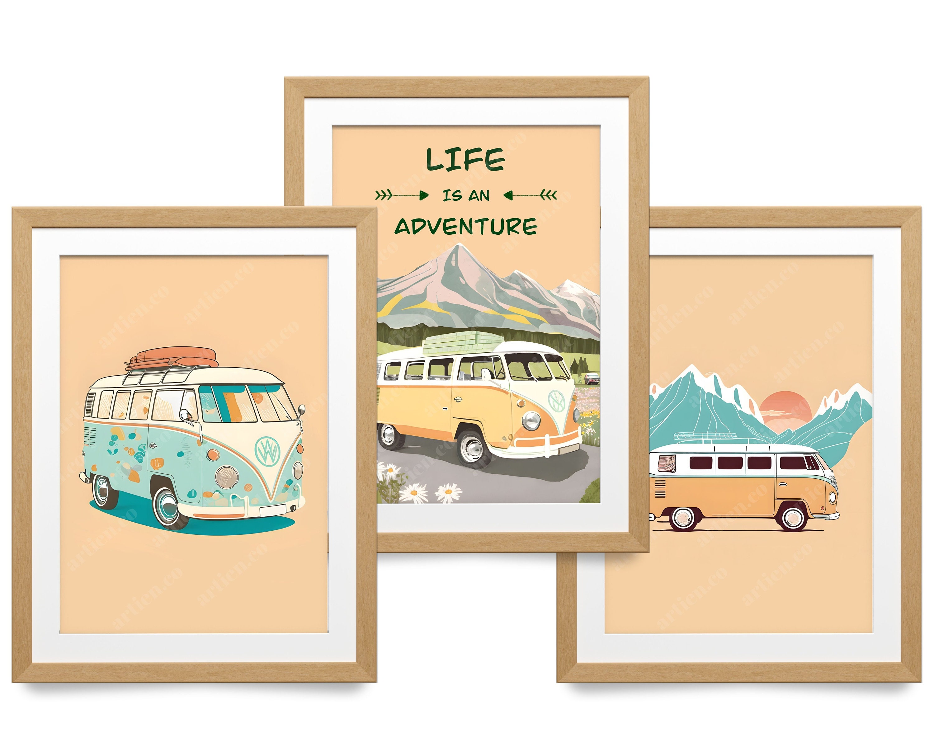 Volkswagen Buses 2D Vehicles Drawing Digital Illustration - Etsy
