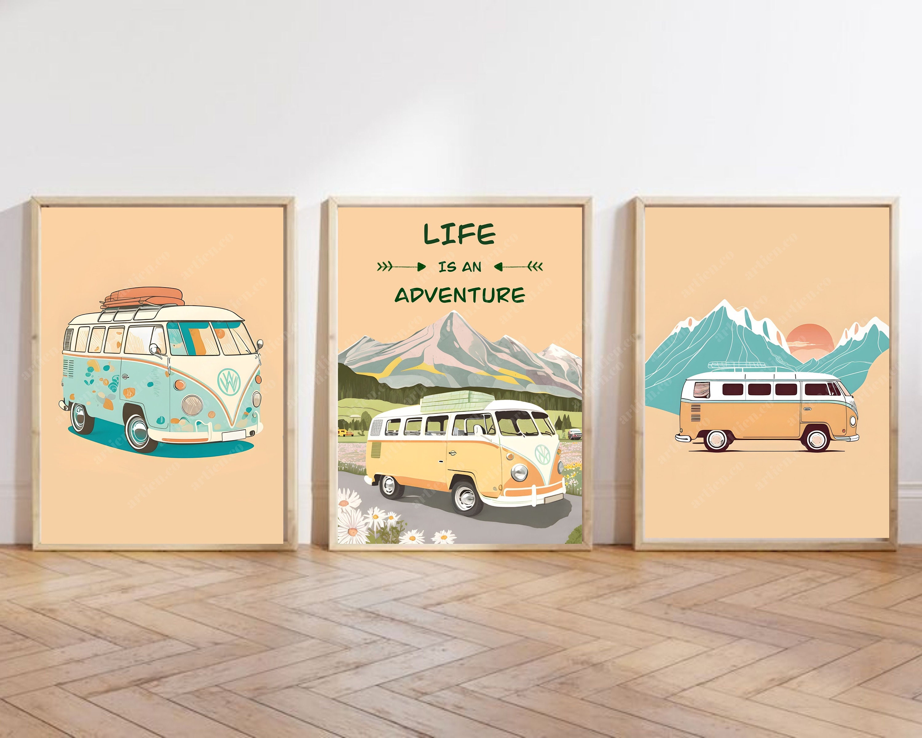 Volkswagen Buses 2D Vehicles Drawing Digital Illustration - Etsy