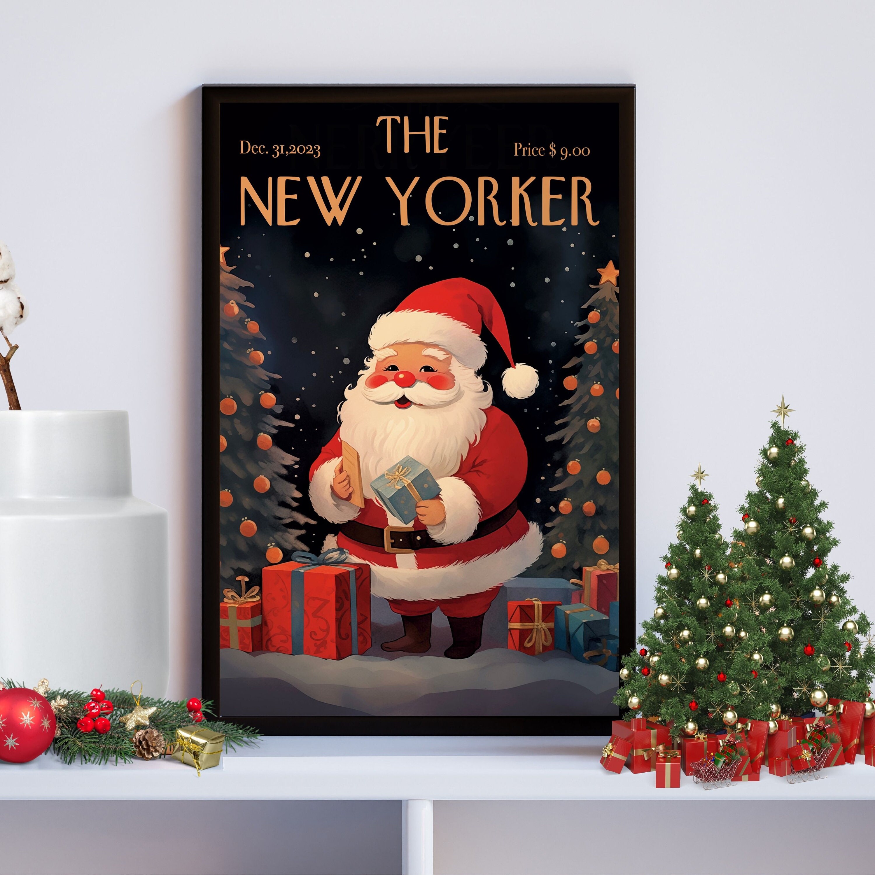 Santa Claus Magazine Poster, the New Yorker Print, Christmas New Yorker ...