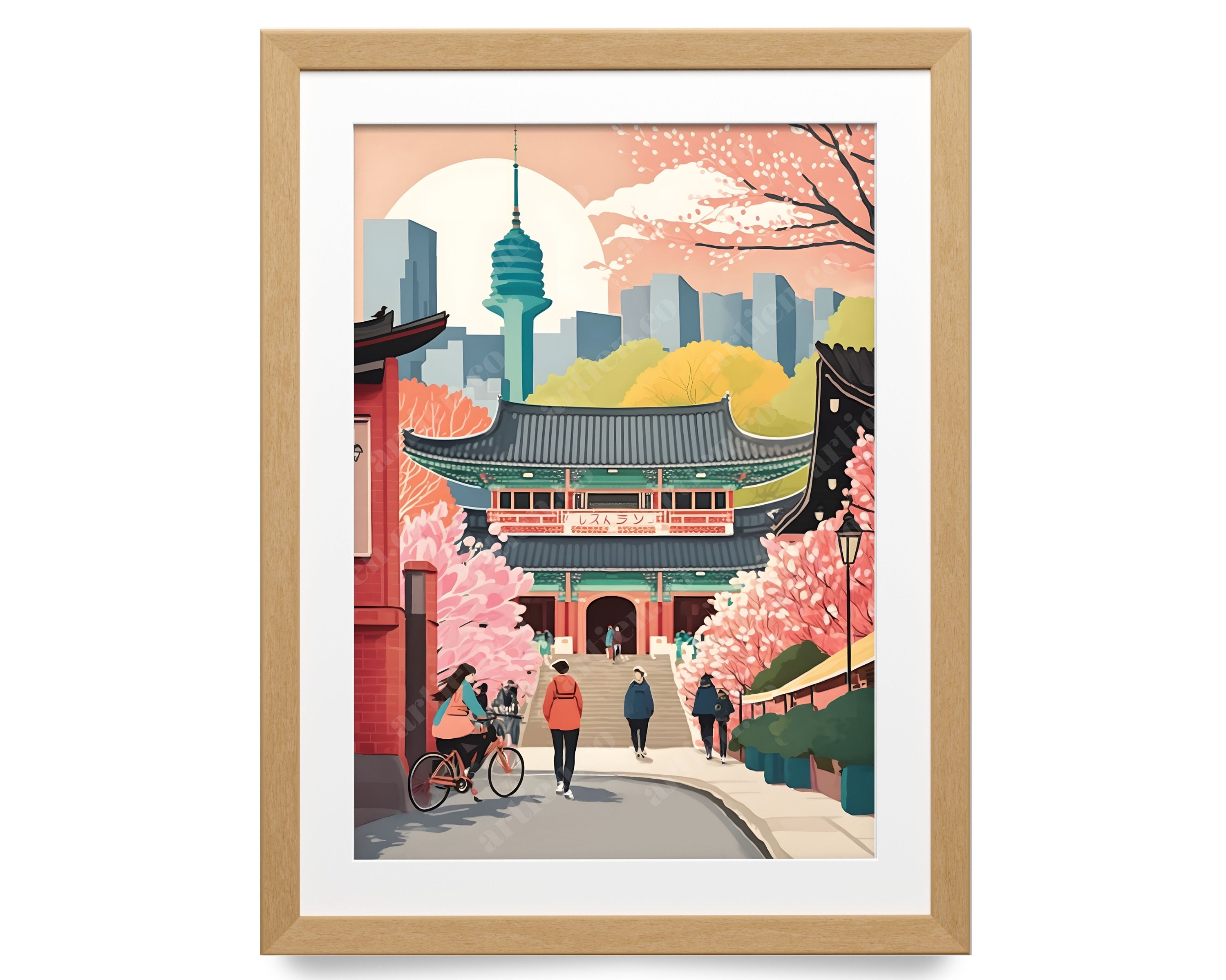 Tokyo Japan Print, Japanese Style, 2D Illustration, Digital Art, Cherry ...