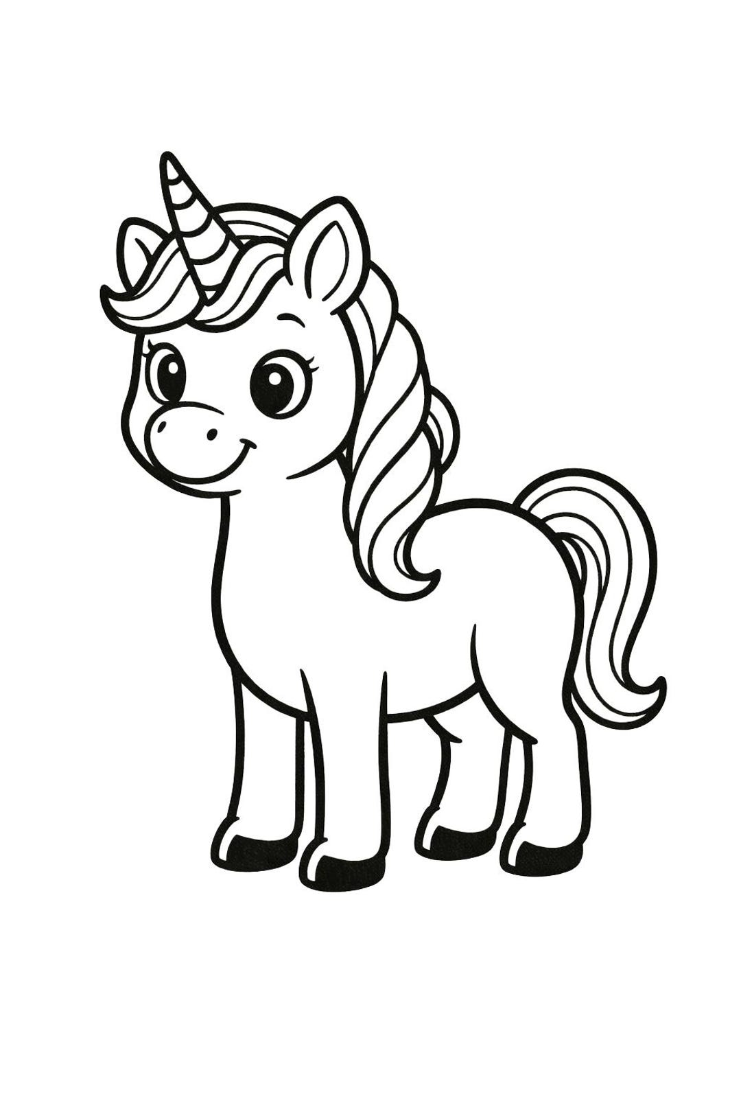 Cute Unicorn Coloring Pages for Kids - Etsy