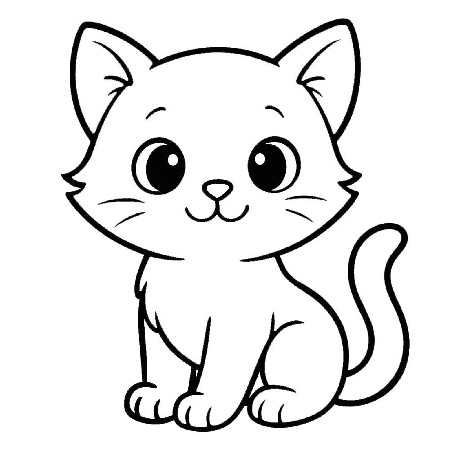 Cute Cat Coloring Pages for Kids - Etsy