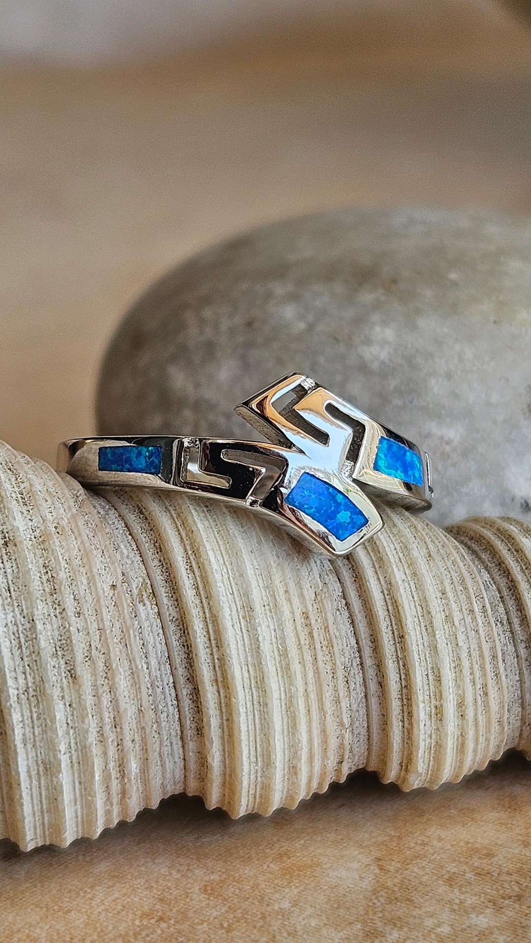 Silver Ring With Opal, Ancient Greek Motif Silver Ring , Greek Ring ...