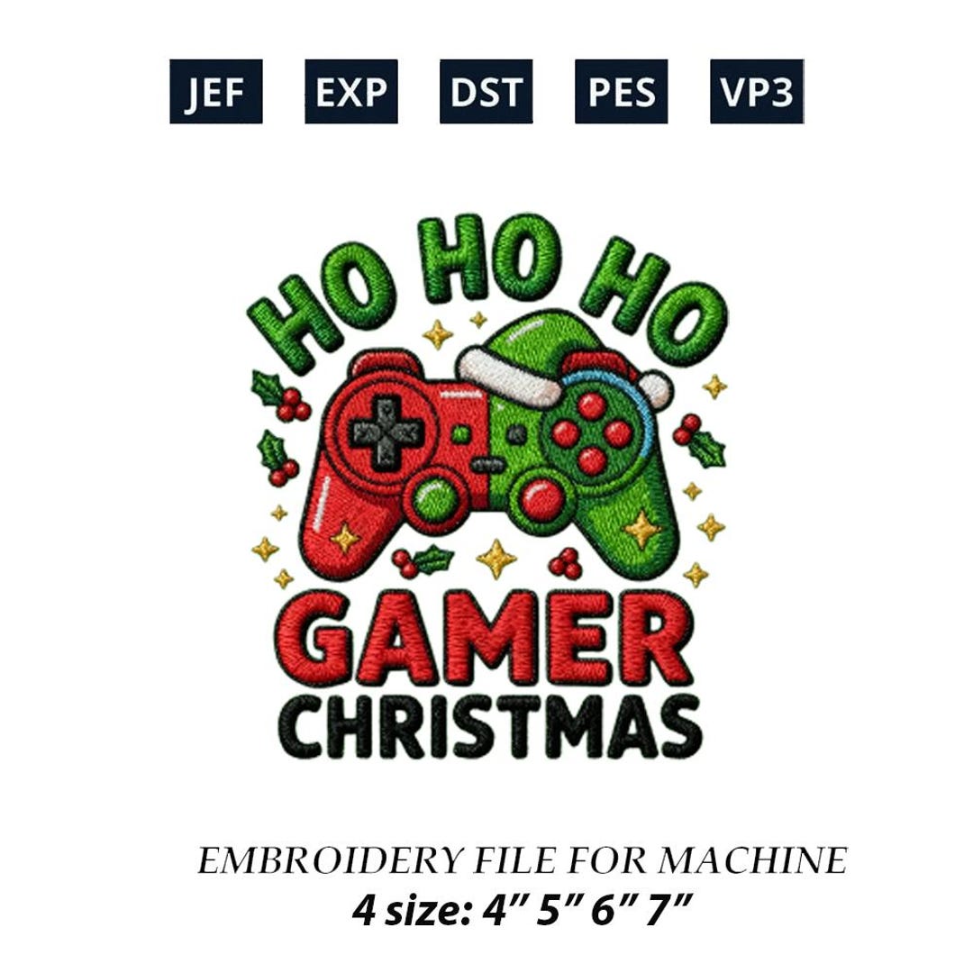 Retro Gamer Christmas Embroidery Design – Festive Holiday Machine ...