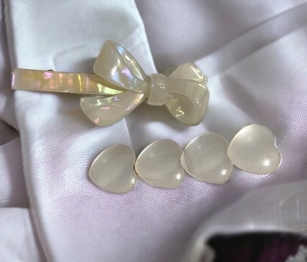Set of 2/cream Pearl Colour Hair Clip/cellulose Hair Clip for Girls and ...