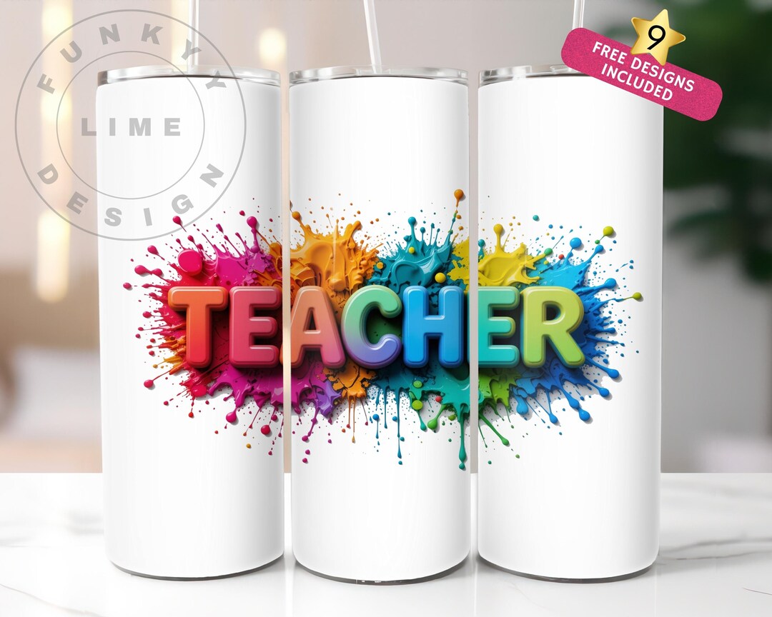 Teacher 20 Oz Skinny Tumbler, Teacher Tumbler Sublimation Design ...