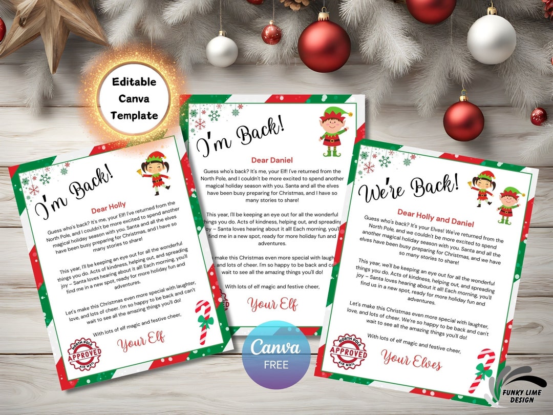 Elf Return Letter Printable, I'm Back Elf Letter, Christmas Elf Welcome ...