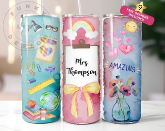 Personalized Custom Teacher 20 Oz Skinny Tumbler Sublimation Design ...