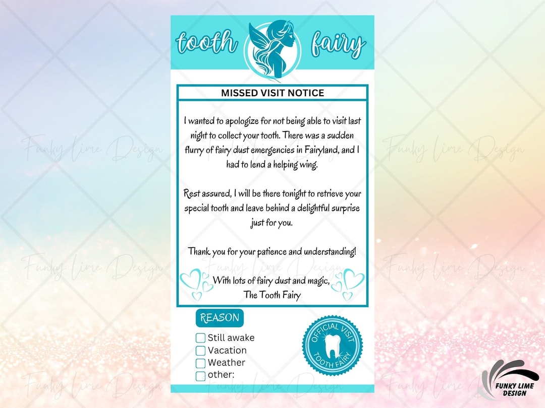 Printable Tooth Fairy Apology, Letter From Tooth Fairy, Apology Note ...