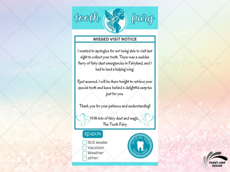 Printable Tooth Fairy Apology, Letter From Tooth Fairy, Apology Note ...