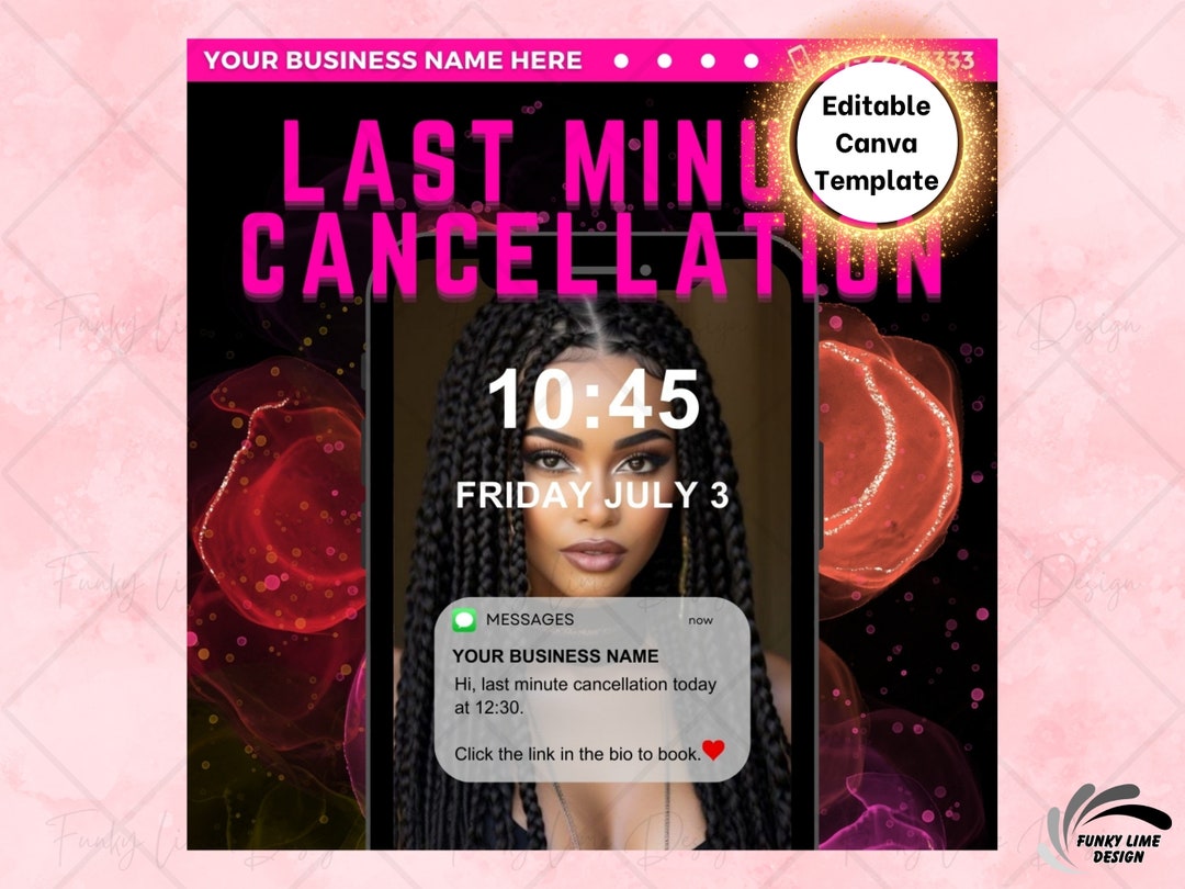 Editable Cancellation Flyer, Last Minute Cancellation, DIY Template ...