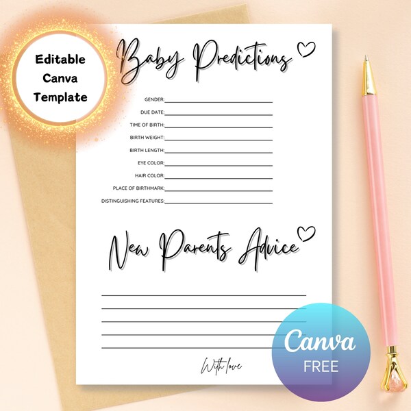 Baby Predictions Printables - Etsy