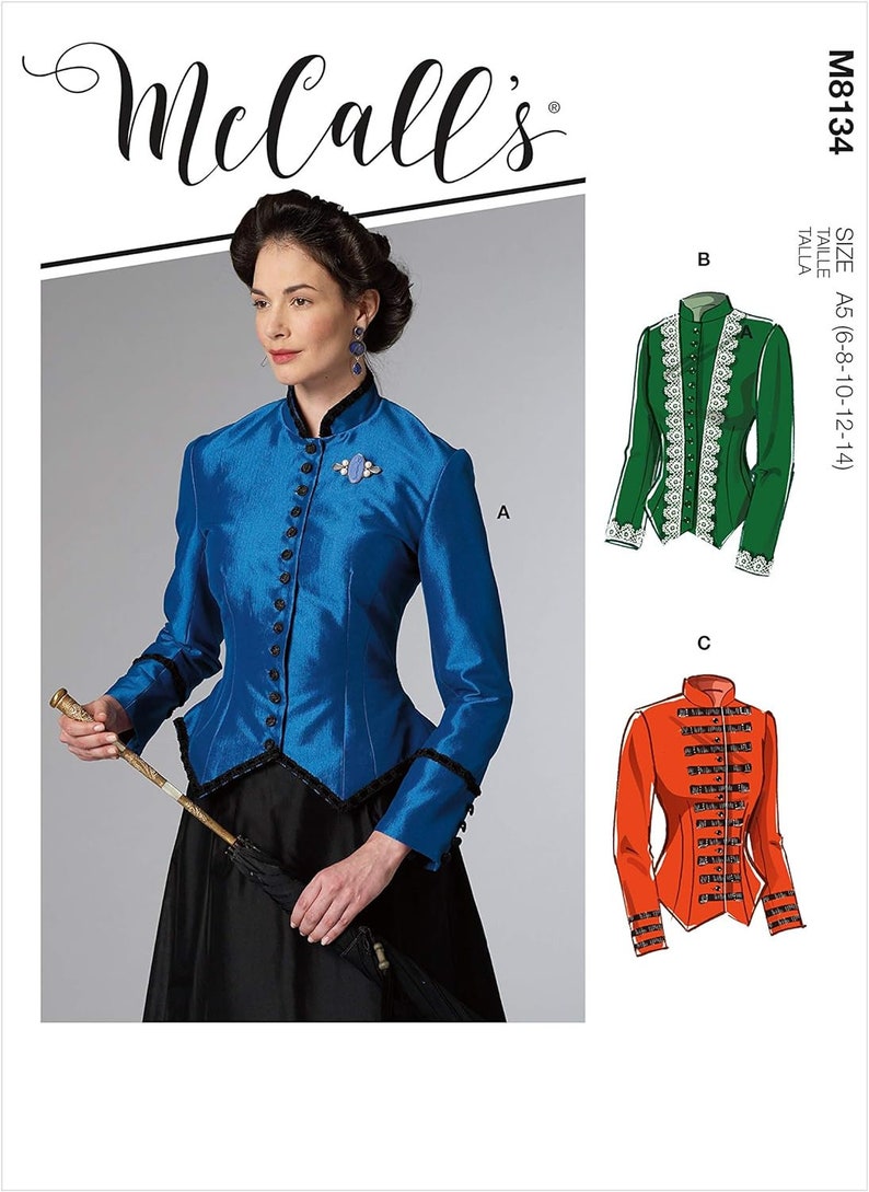 Victorian Basque Bodice Sewing Pattern: Mccall's #8134 (PDF 14-22) - Etsy