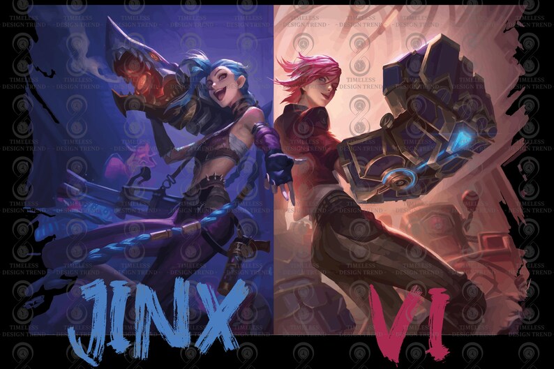 Jinx Vs Vi Digital Art, Png, Pdf, Svg | League of Legends Poster ...