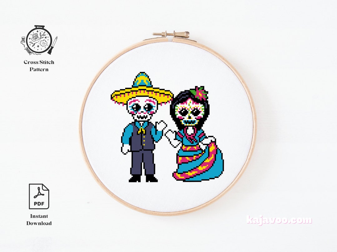 Mexican Couple Cross Stitch Pattern. Pretty Cross Stitch Pattern ...