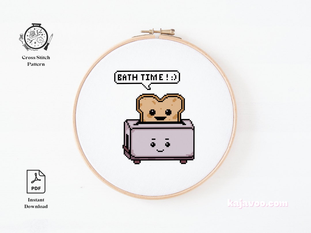 Bath Time Toaster Cross Stitch Pattern. Funny Cross Stitch Pattern Meme ...