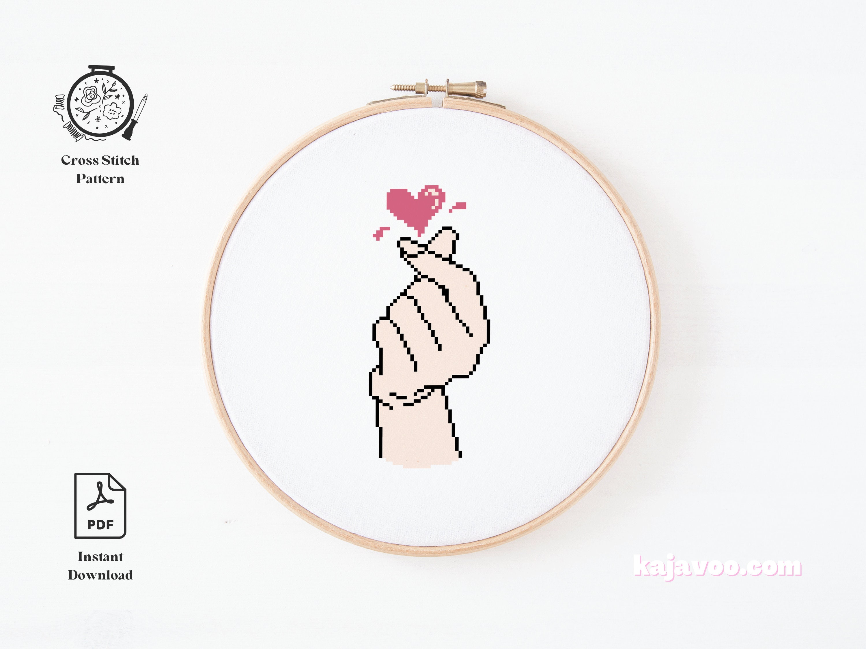 Korean Heart Symbol Cross Stitch Pattern. Funny Cross Stitch Pattern ...