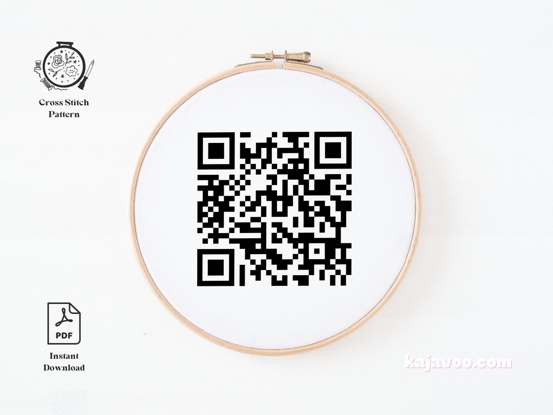 Rick Roll QR Code Cross Stitch Pattern. Funny Cross Stitch Pattern QR ...