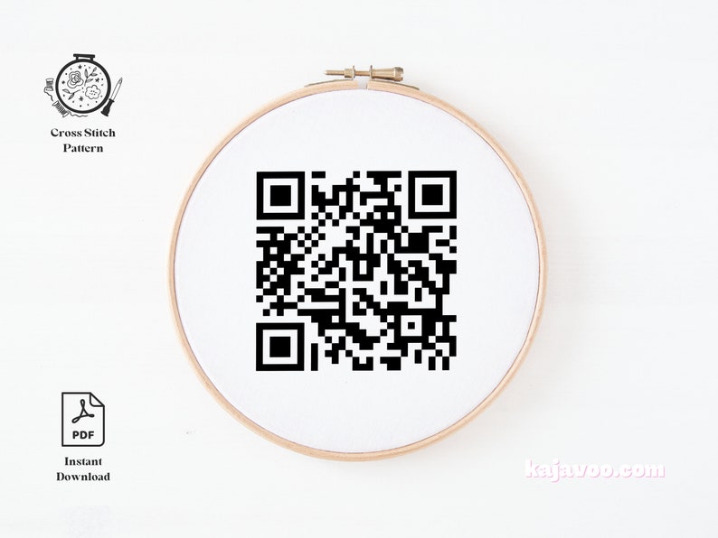 Rick Roll QR Code Cross Stitch Pattern. Funny Cross Stitch - Etsy