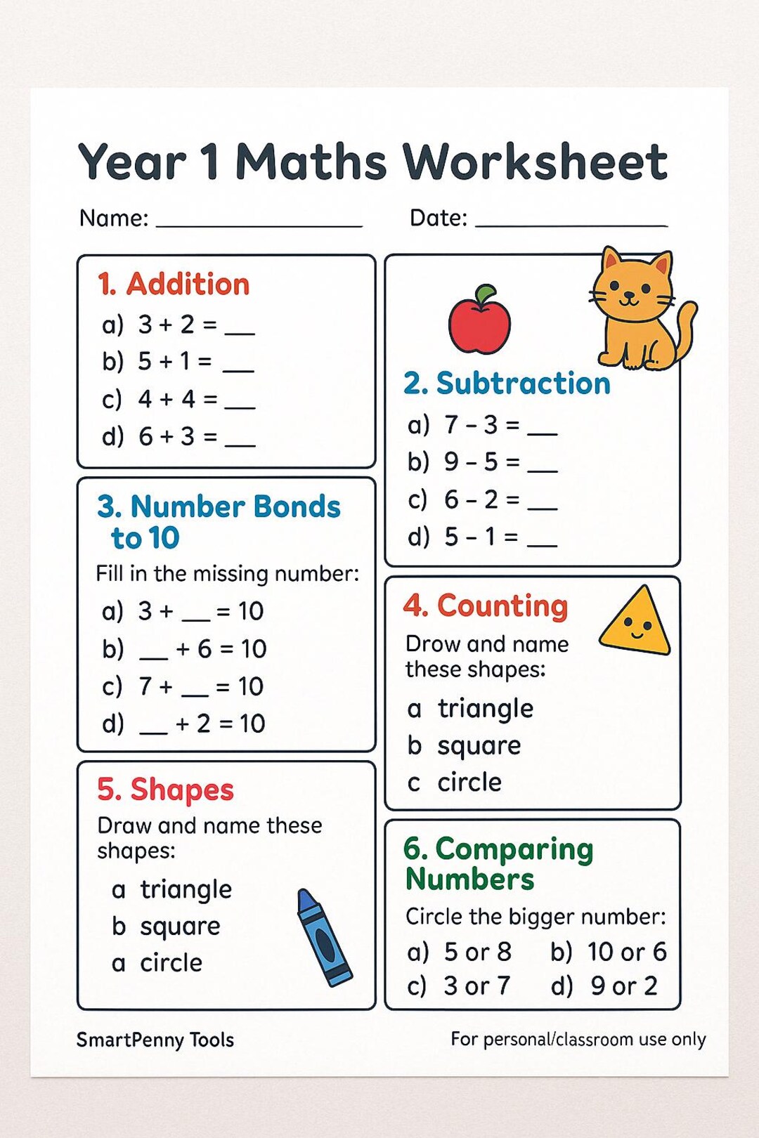 Year 1 Maths Printable Worksheets PDF | KS1 Learning Pack for Ages 5-6 ...