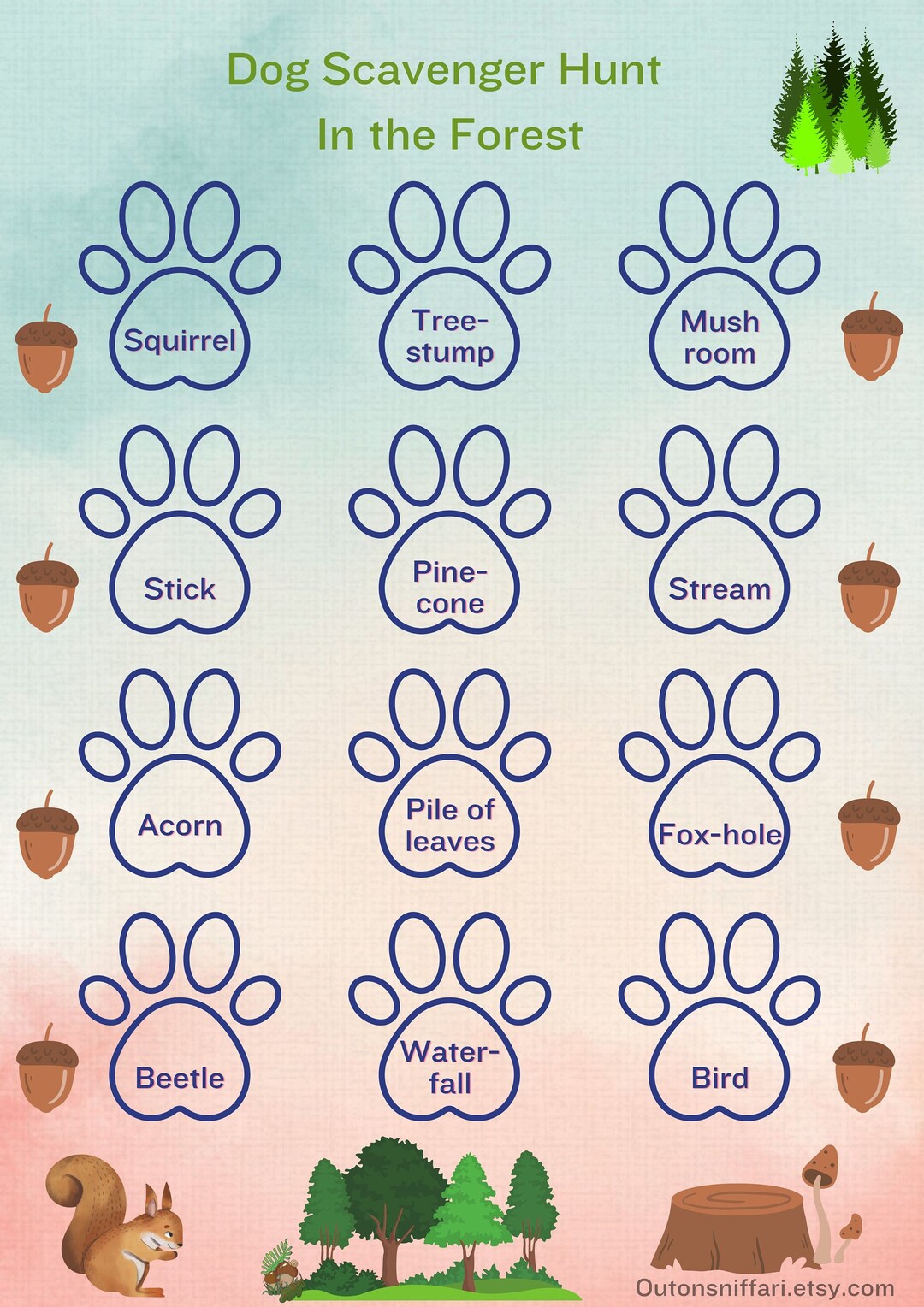 Dog Scavenger Hunt Printable Scavenger Hunt Outdoor - Etsy