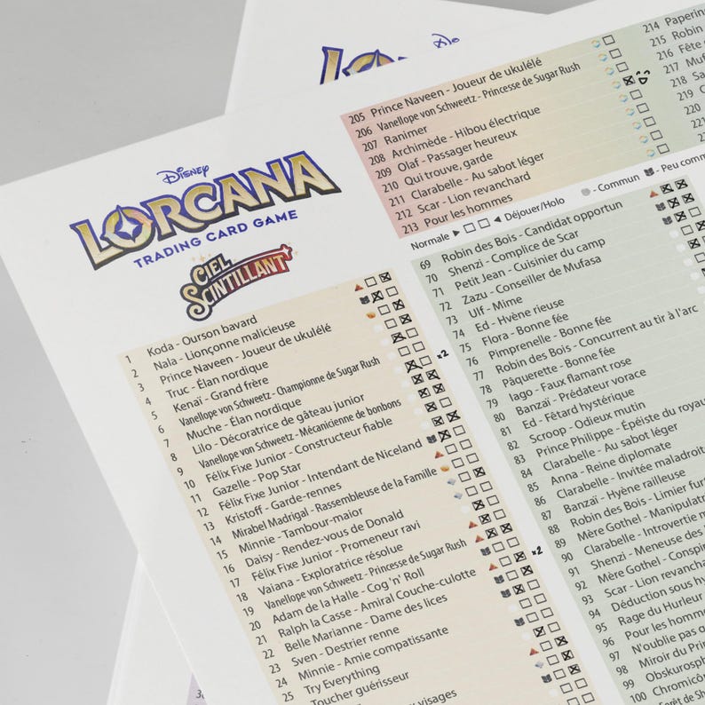 Digital Download Card List Checklist Lorcana Shimmering Skies French ...