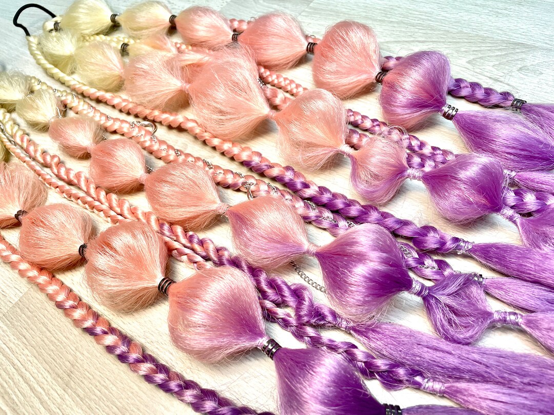 Braids Rave Festival Braids 2X Hair Braiding Ombre Unicorn Pastel Purple Hair Accessory ...