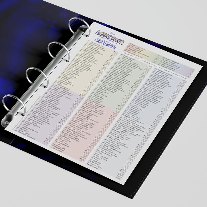 Digital Download Card List Checklist Lorcana English Set 1-6 Set Binder ...