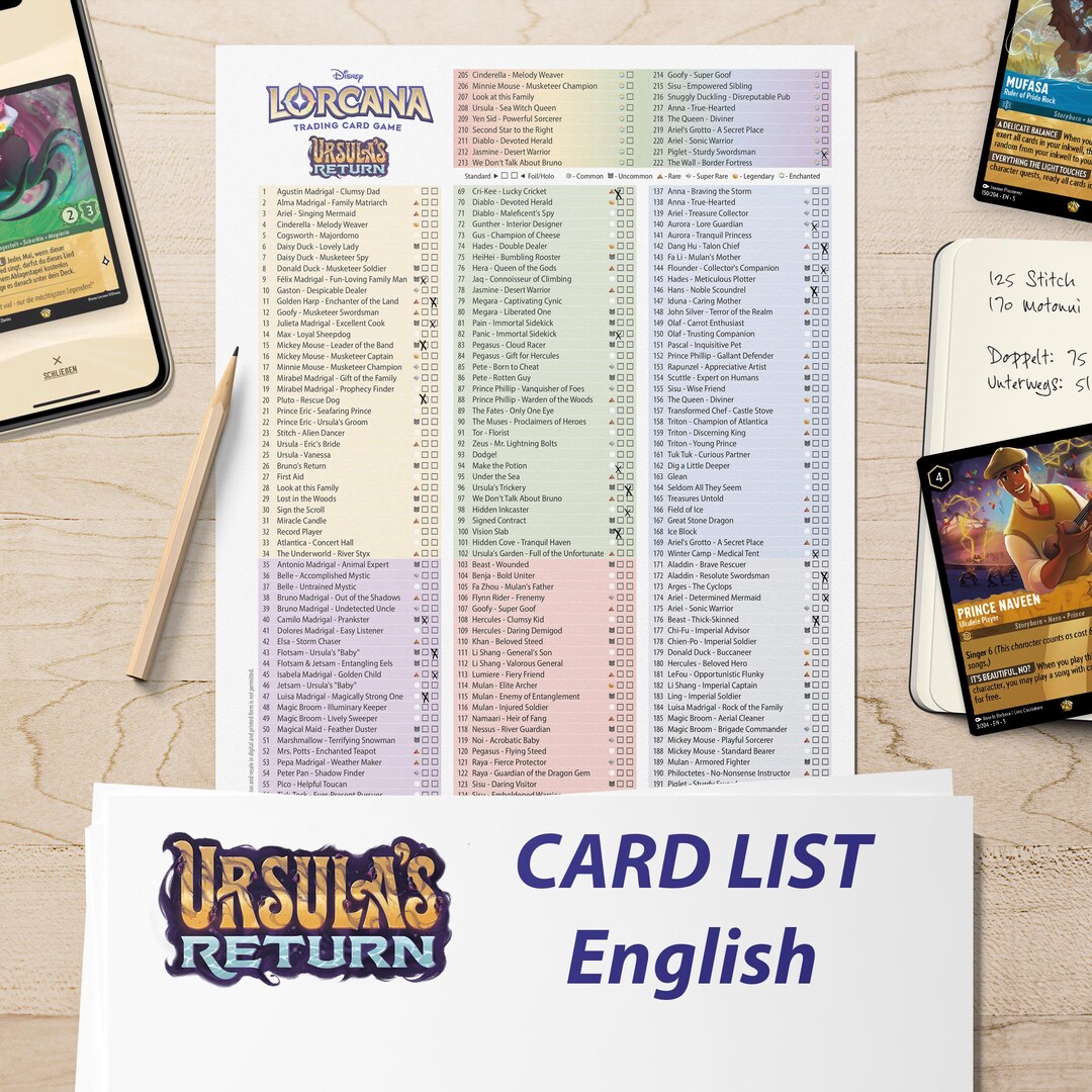 Digital Download Card List Checklist Lorcana Ursula's Return English ...