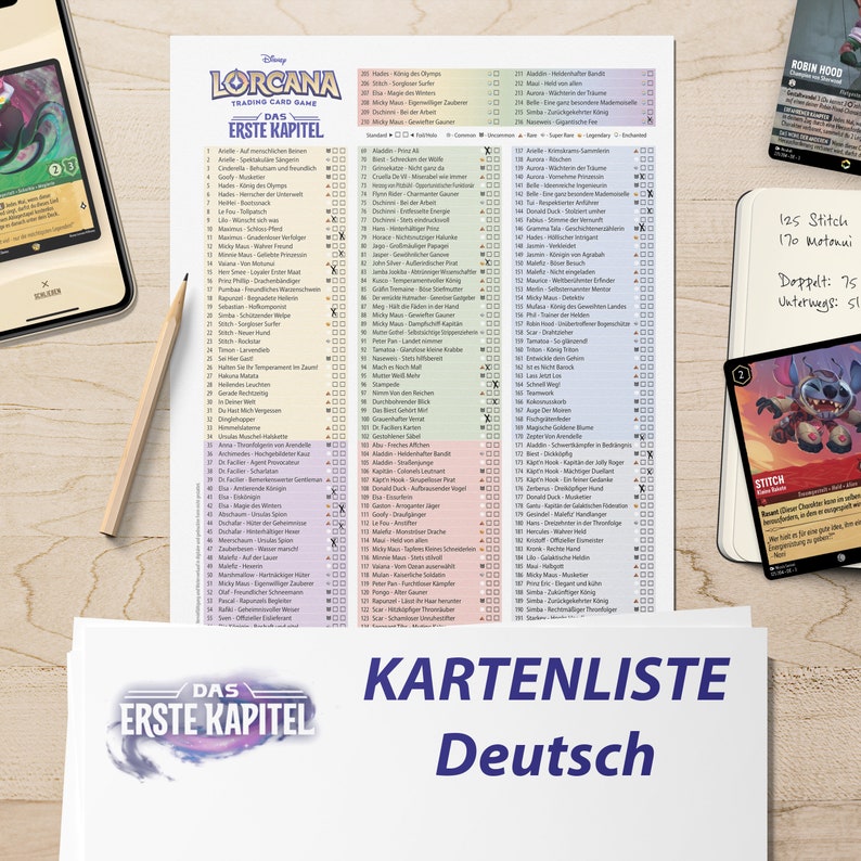 Digital Download Card List Checklist Lorcana First Chapter German 1st ...