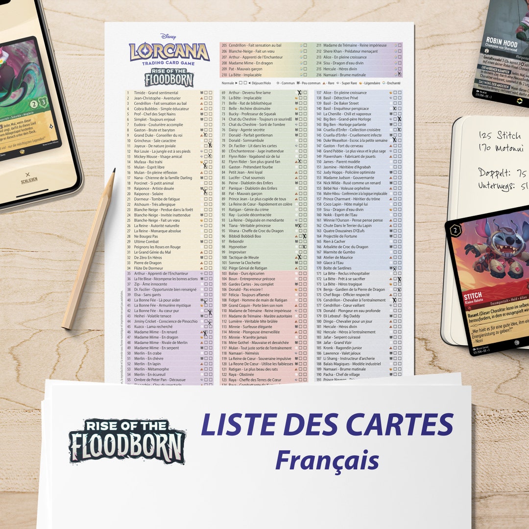 Digital Download Card List Checklist Lorcana Flood Figures French 2nd ...