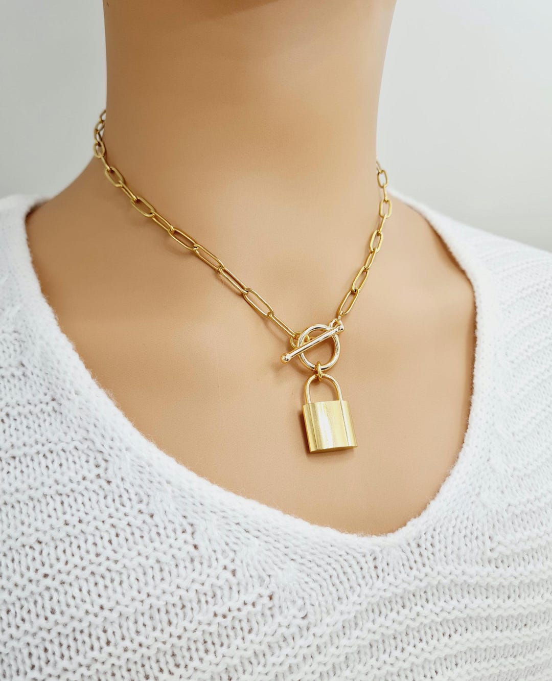 Lock Necklace, Padlock Necklace, Lock Chain Necklace, Lock Chain ...