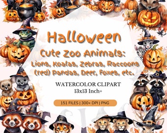 Watercolor Halloween Farm Animals Collection Clipart 57 PNG Halloween ...
