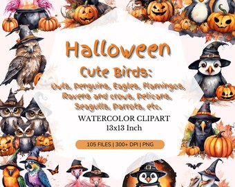 Watercolor Halloween Farm Animals Collection Clipart 57 PNG Halloween ...