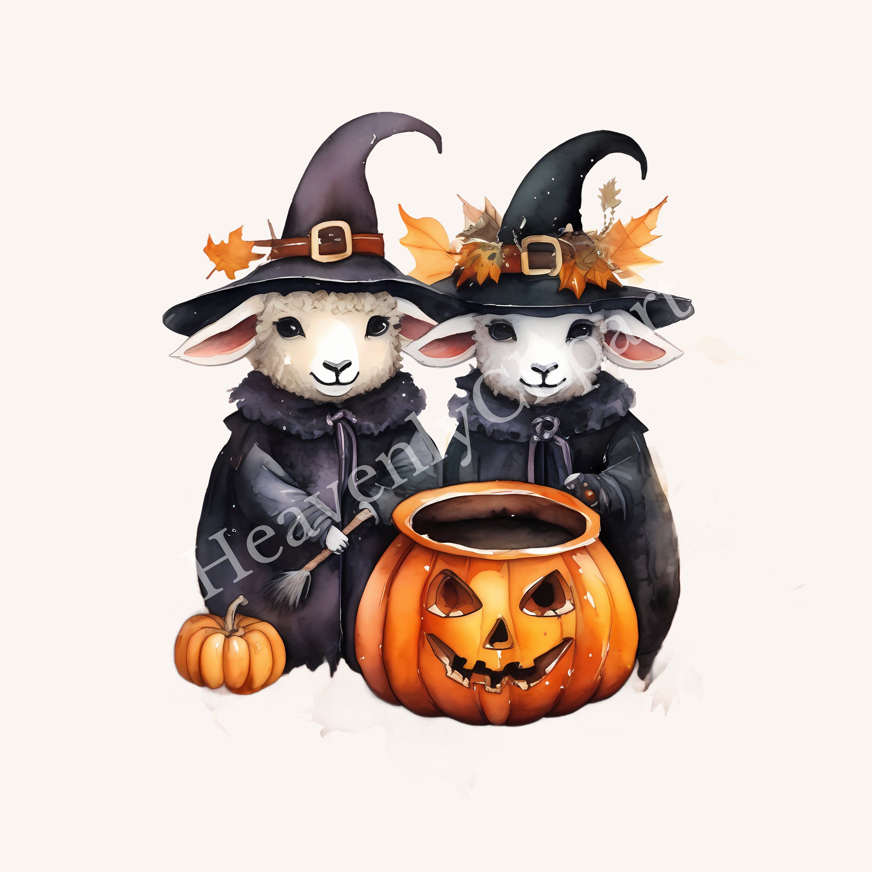 Watercolor Halloween Farm Animals Collection Clipart 57 PNG Halloween ...