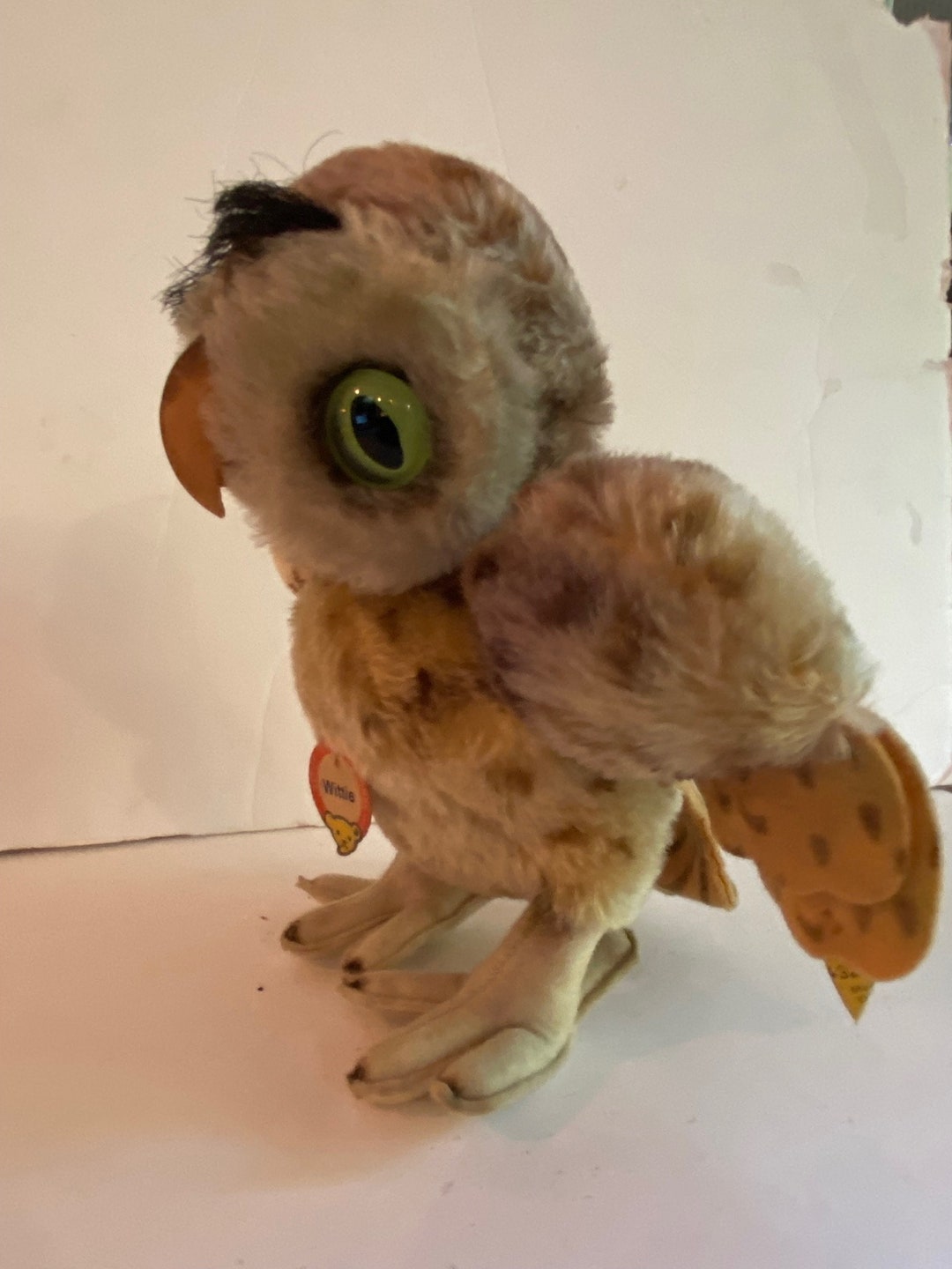 Steiff Wittie Owl 10 Inches Tall Bright Green Glass Eyes - Etsy